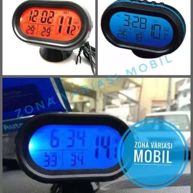Jual Jam Digital Mobil + Pengukur Voltase Accu + Pengukur Suhu | Shopee ...