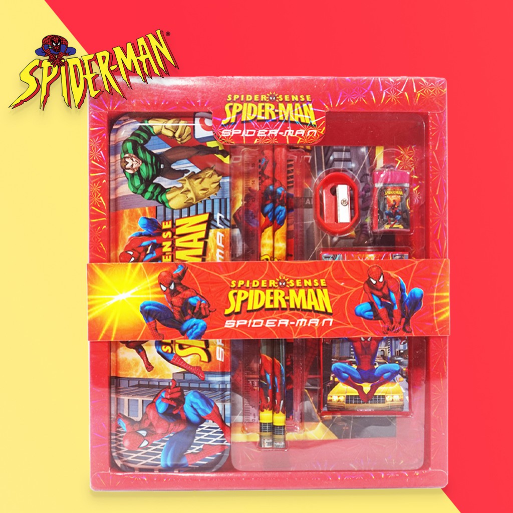 Jual Alat Tulis Set Spiderman Merah Kotak Pensil Penggaris Crayon ...