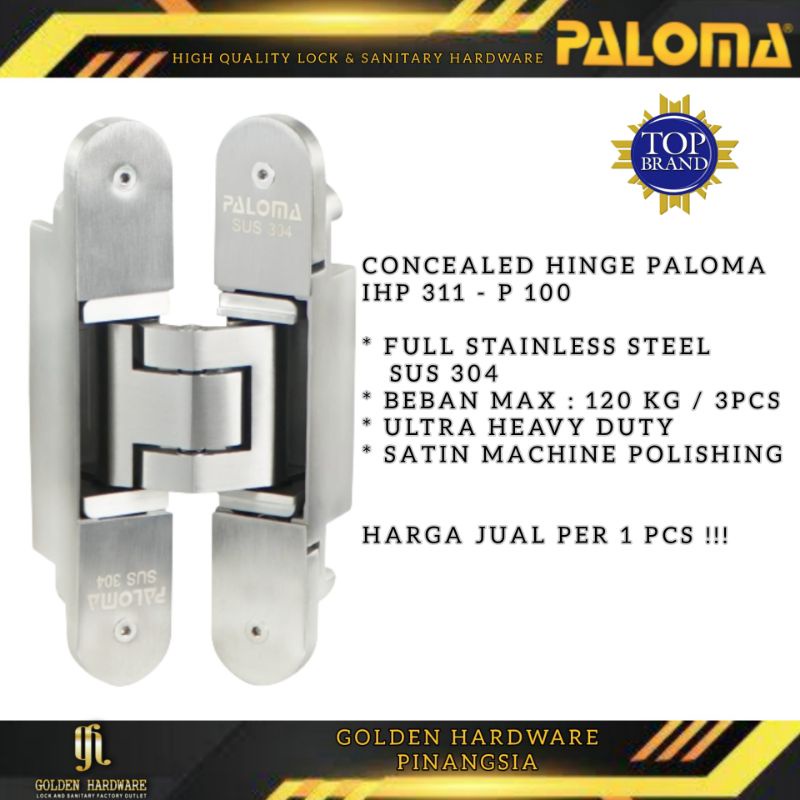 Jual PALOMA IHP 311 ENGSEL CONCEALED INVISIBLE HINGE ENGSEL TANAM PINTU ...