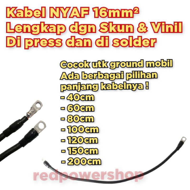 Jual Kabel NYAF 16mm lengkap dengan skun dan vinil untuk grounding mobil | Shopee Indonesia