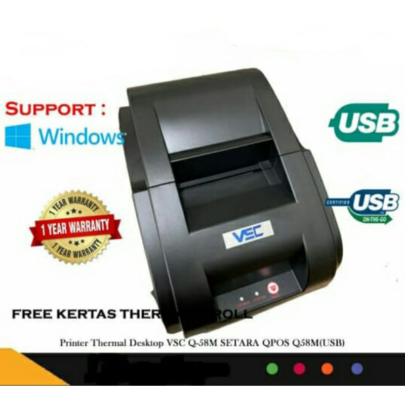 Jual PRINTER THERMAL 58MM KASIR VSC Q-58M - USB SETARA QPOS Q58M ...