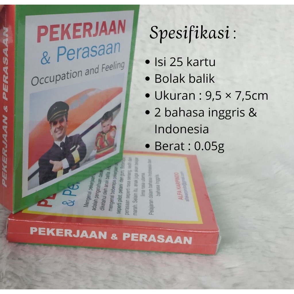 Jual Flashcard Pekerjaan dan perasaan kartu profesi dan perasaan ...