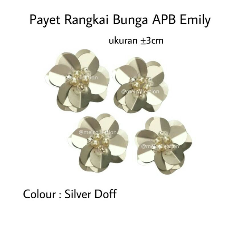 Jual Payet Bunga 3d Rangkai Apb Emily Silver Doff 3cm Permata Mutiara