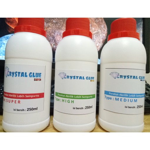 Jual lem akrilik kualitas high 250ml+suntikan / lem acrylic crystal ...