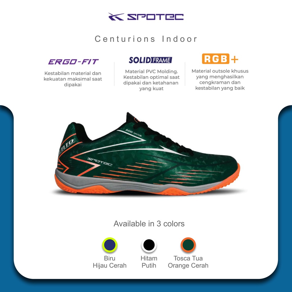 Jual SPOTEC Sepatu FUTSAL Artikel CENTURIONS INDOOR-Tosca Tua/Oranye ...