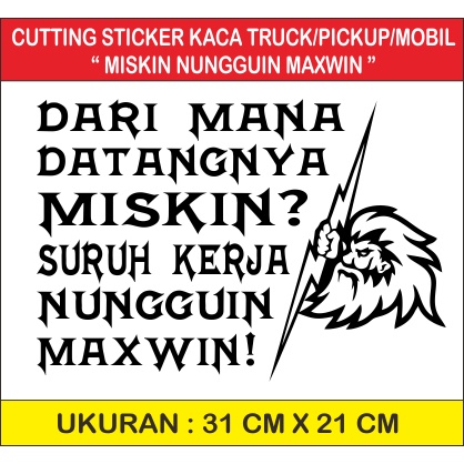 Jual Cutting Stiker Sticker Kaca Truck/Pickup/Mobil Lucu Dari Mana ...