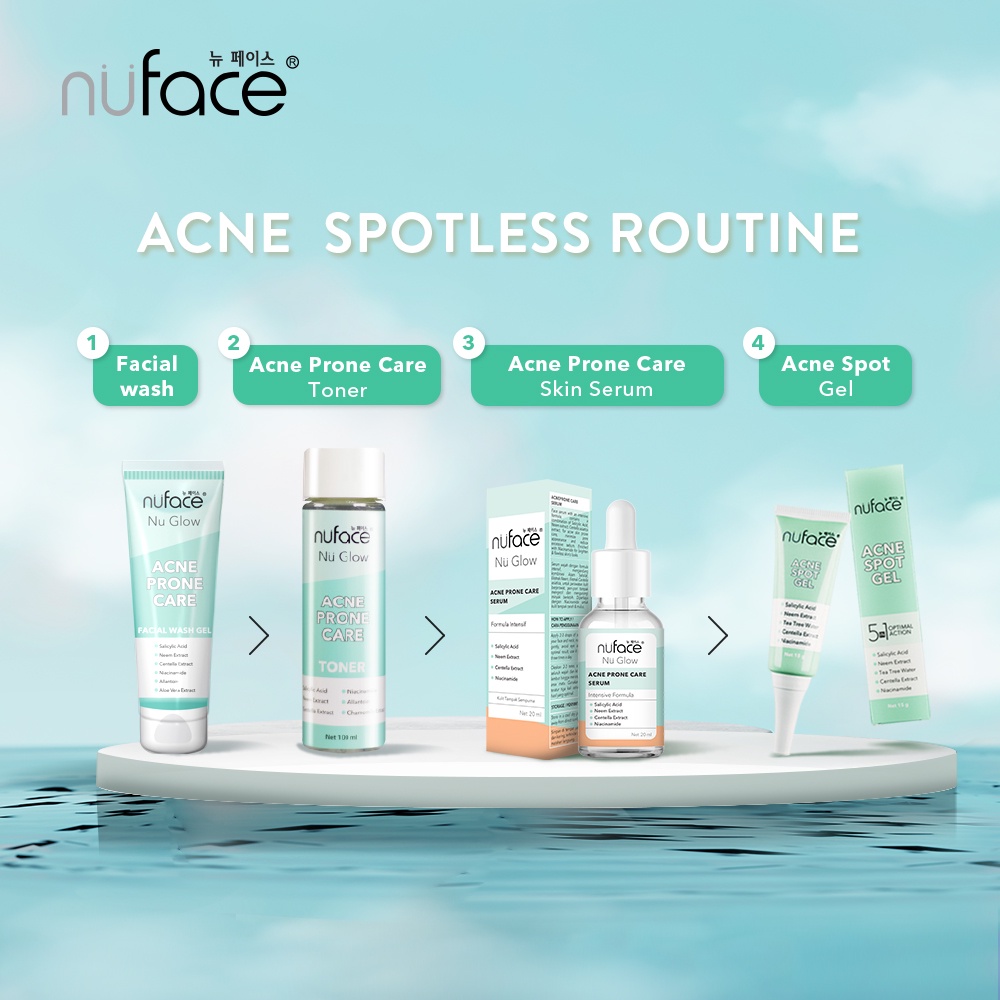 Jual BEAUTY Nuface Nuglow Acne Prone Care / Day cream / Night gel /Acne Spot Gel 15g / Facial ...