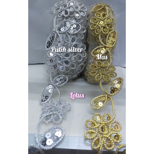 Jual Renda Tile Bunga Payet Piring isi 7 Yard ( 6,3 meter) | Shopee ...