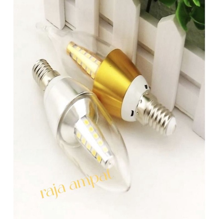 Jual Lampu Candle Led Bohlam Smd 5 Watt E14/E27 Putih Kuning Terang Bagus | Shopee Indonesia