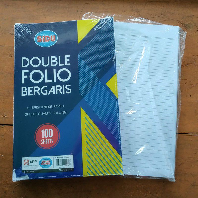 Jual Kertas Double Folio Bergaris - Kertas Folio Dobel Merk SiDU isi 10 ...
