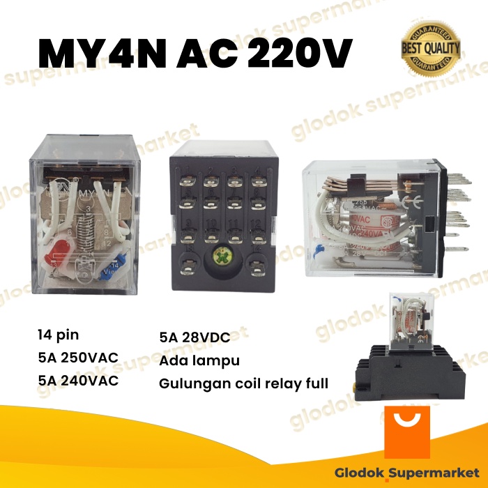 Jual Relay MY4N AC 220V 14 pin Riley 220 Volt 14p 5a | Shopee Indonesia