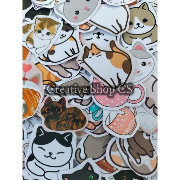 Jual (ISI 10 STIKER ) STIKER KUCING / STICKER CAT /STIKER KUCING LUCU ...
