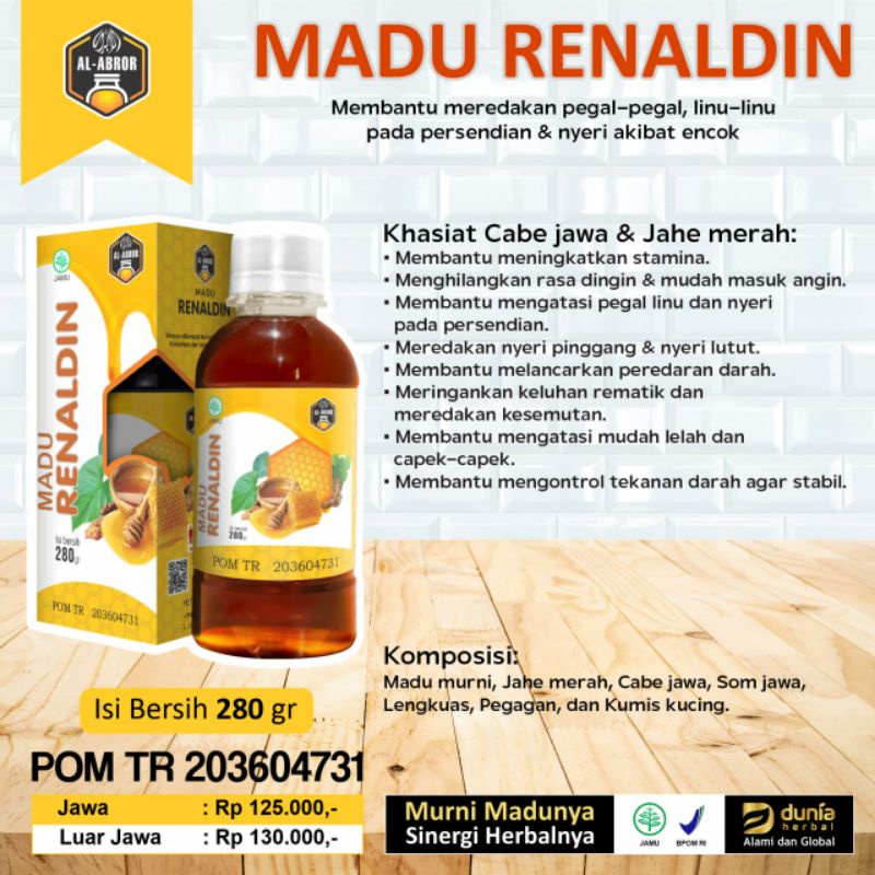 Jual (BPOM) RENALDIN Madu untuk Membantu Meredakan Pegal-pegal, Linu ...