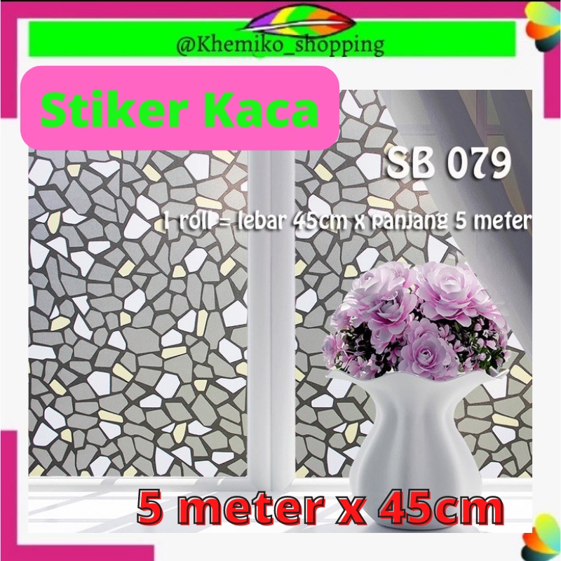 Jual STIKER KACA UK 5 METER X 45CM SUNBLAST 079 BATU MOZAIK BATU HITAM ...