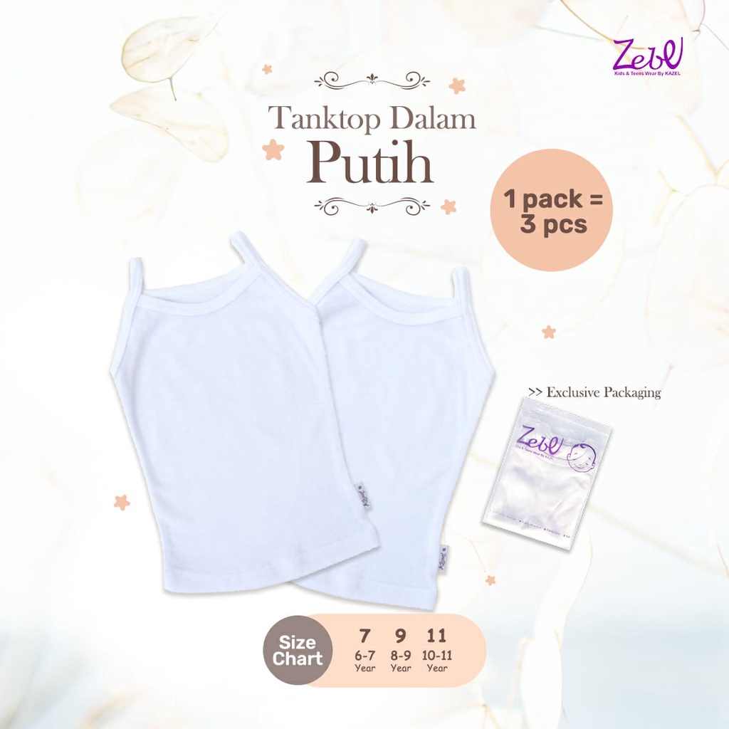 Jual Zebe Tanktop Dalam Putih (3 pcs, Usia 6-11 tahun) | Shopee Indonesia