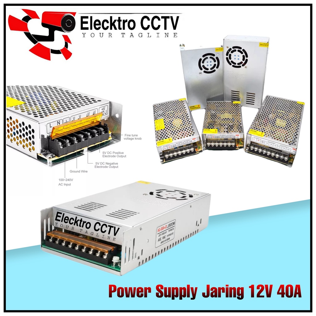 Jual Power Supply Cctv 12V 40A Power Suply Swiching 40 Amper | Shopee ...