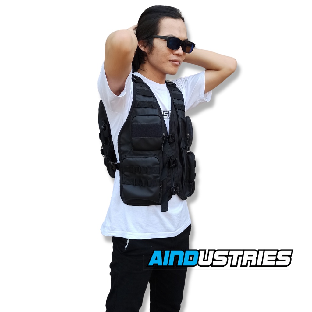 Jual Vest Bag Pria Bodypack Tas Rompi Depan Belakang Bikers Touring ...