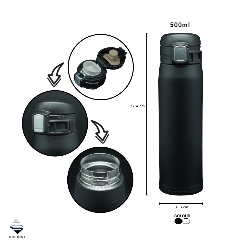 Jual Custom Tumbler Anak untuk Sekolah Termos Air Panas Clip On Polos Stainless Steel 500ml ...