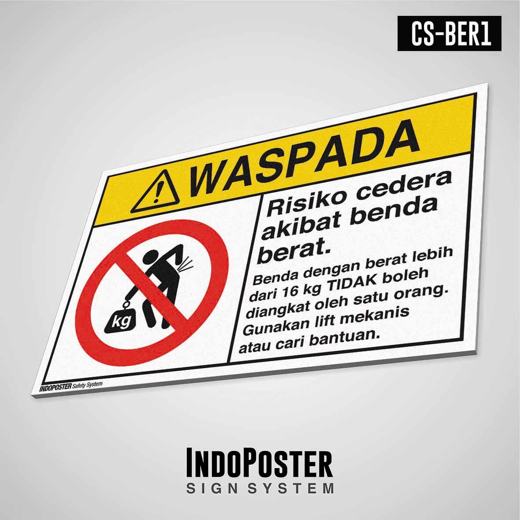Jual Safety Sign Rambu K3 PVC ANSI Risiko Cedera Akibat Benda Berat ...