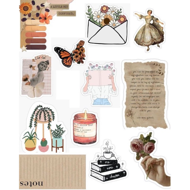 Jual (10x15cm) minimal beli 2 sticker stiker vintage estetik jurnalis ...