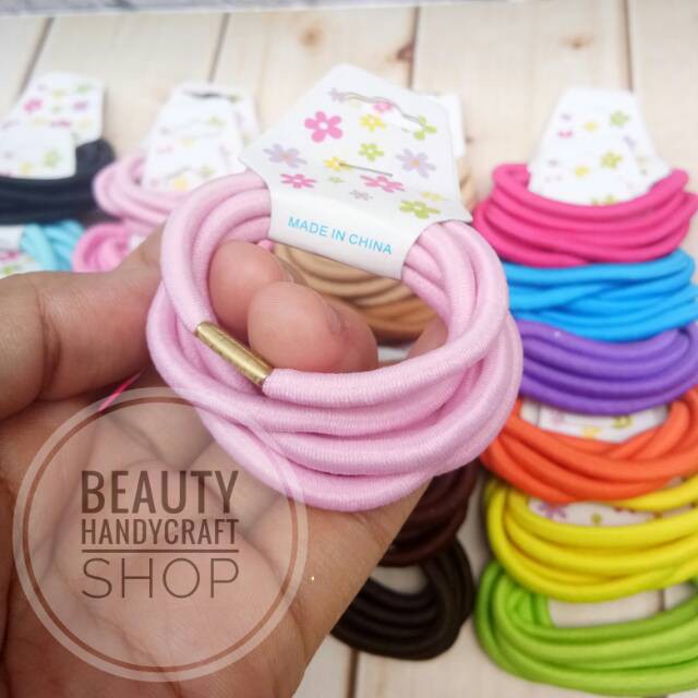 Jual Bahan Kerajinan Tangan Ikat rambut polos warna warni elastic tebal ...