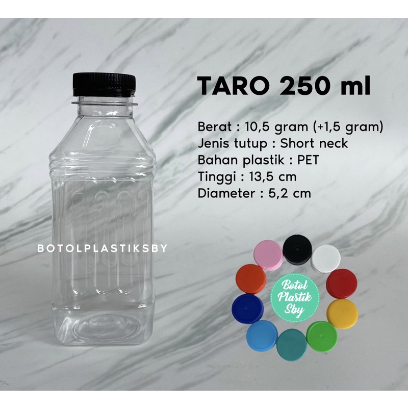 Jual [MINIMAL ORDER 20 pcs] Botol Taro Kotak Petak 250 ml | Shopee ...