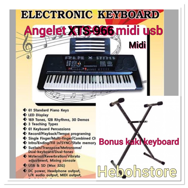 Jual Khusus gosend KEYBOARD Piano ANGELET XTS 966 ORIGINAL +kaki ...