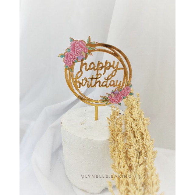 Jual TOPPER HAPPY BIRTHDAY FLOWER TOPPER HBD UNIK BUNGA ACRYLIC ...