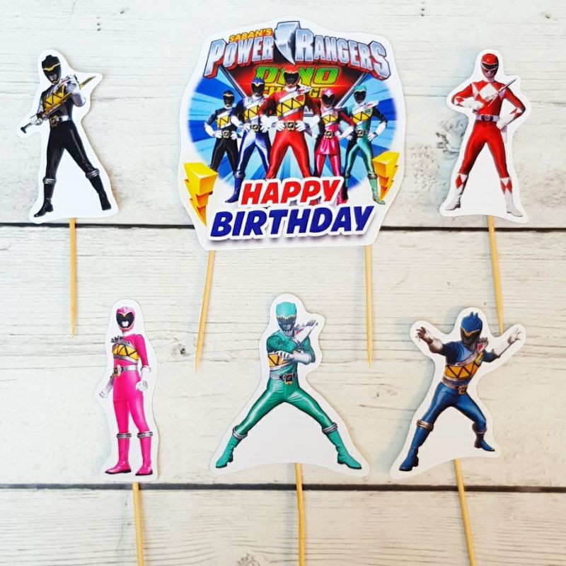 Jual SK Power Rangers Cake Topper Birthday 1 set isi 6 pcs | Shopee ...
