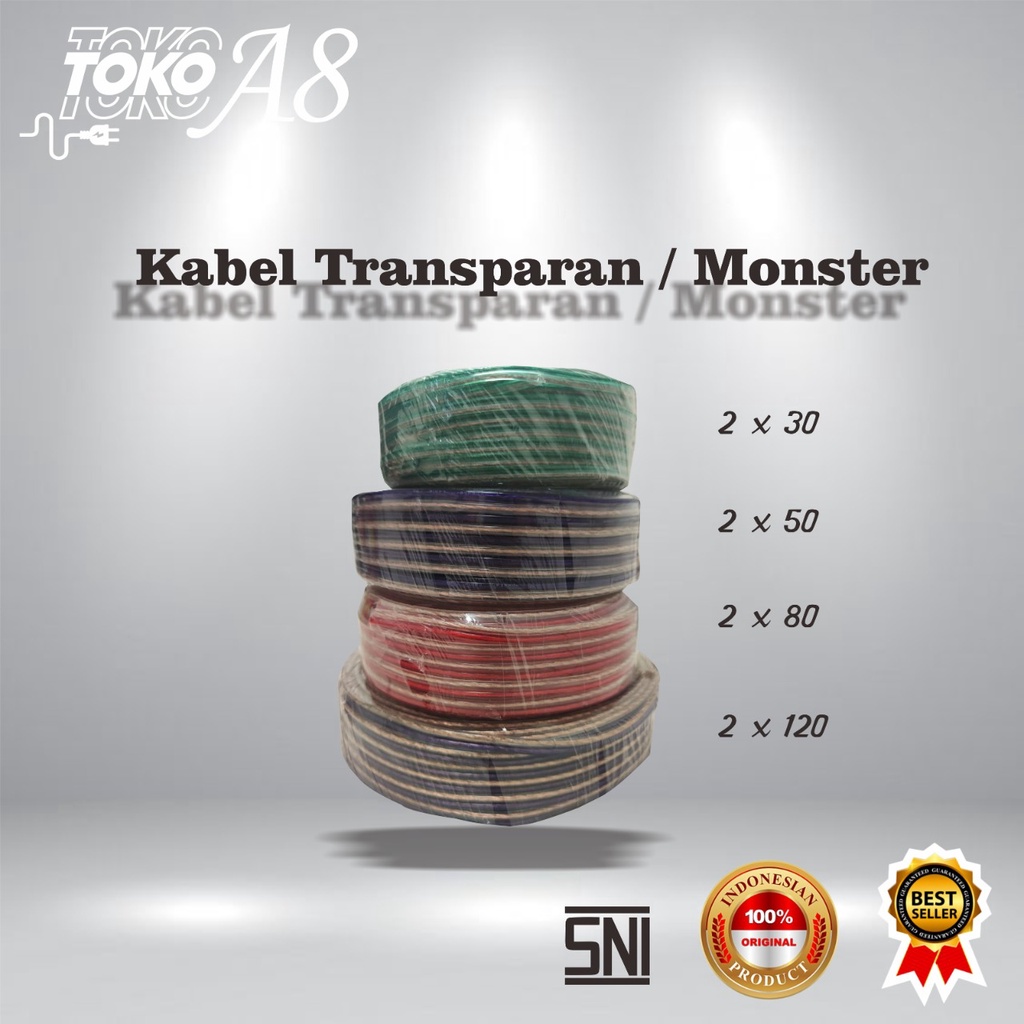 Jual Kabel listrik transparan/kabel audio/super promo 2x30,2x50,2x80 ...