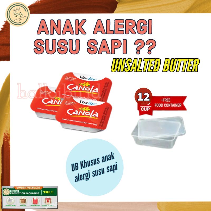 Jual Canola Unsalted Butter 12 CUP untuk Anak Alergi Susu Sapi | Shopee ...