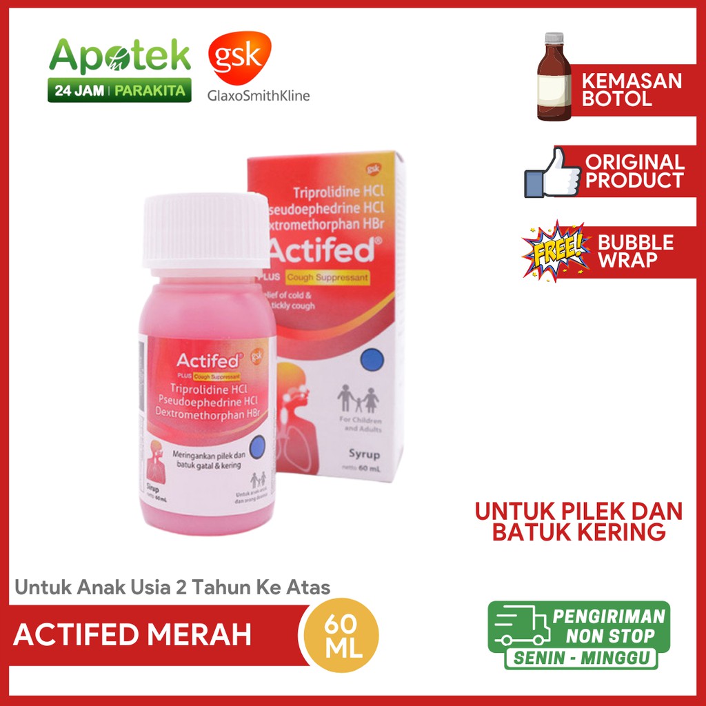 Jual Actifed Sirup Batuk Pilek Anak Dan Dewasa 60 ML Actifed Cough ...