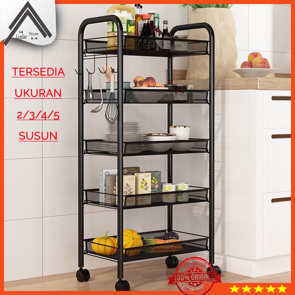 Jual Rak Troli Roda Tray Wheel Rack Besi 2 / 3 / 4 / 5 Susun Tempat ...