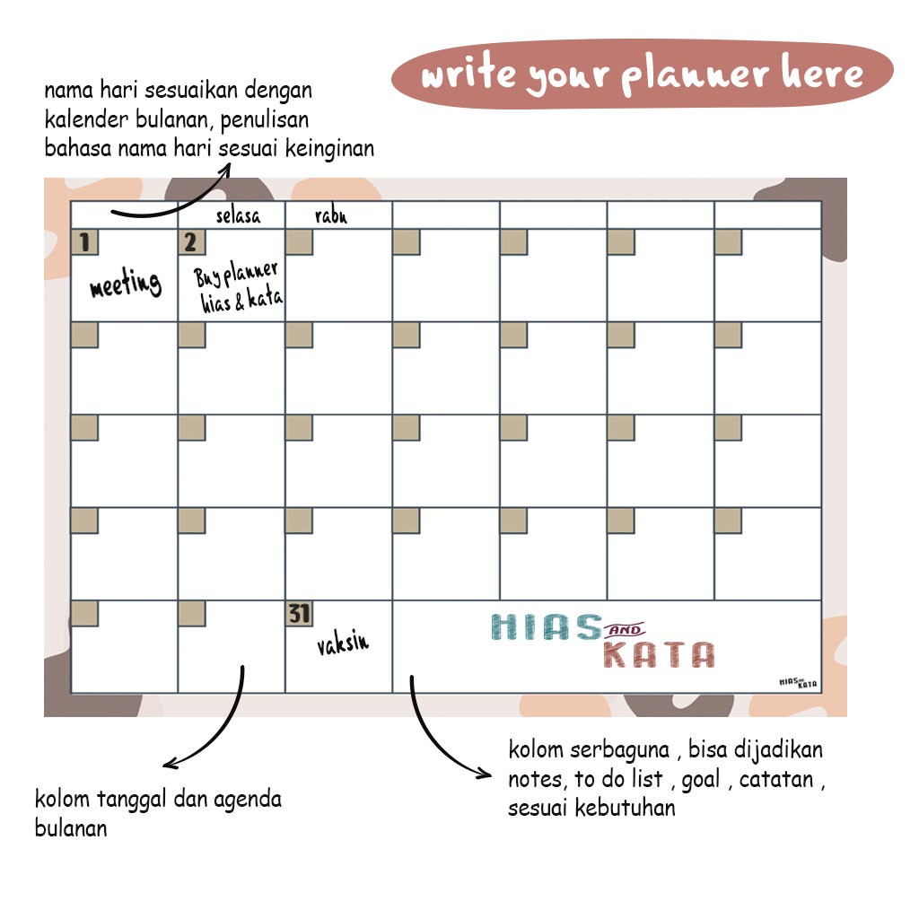 Jual wall planner board monthly calender monthly planner board montly ...