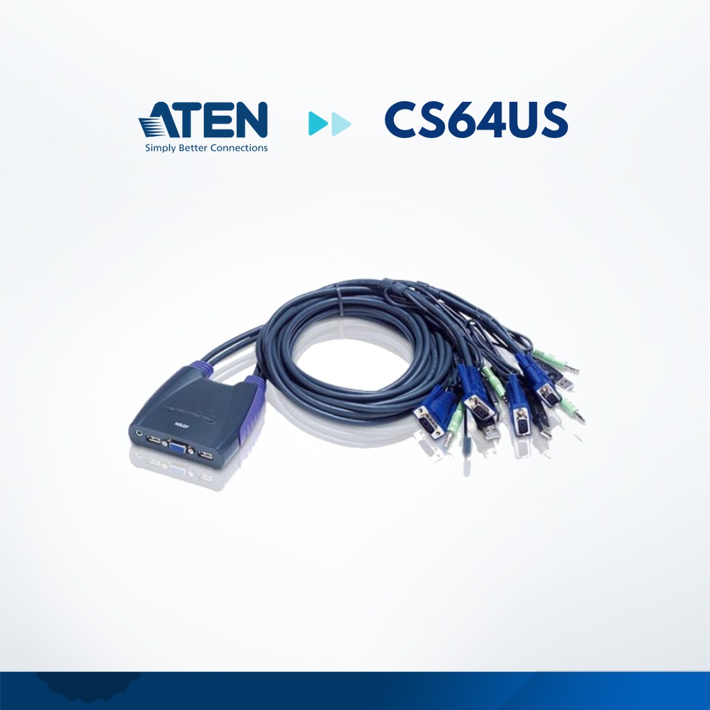 Jual ATEN CS64US 4-Port USB VGA/Audio Cable KVM Switch (0.9m, 1.2m ...