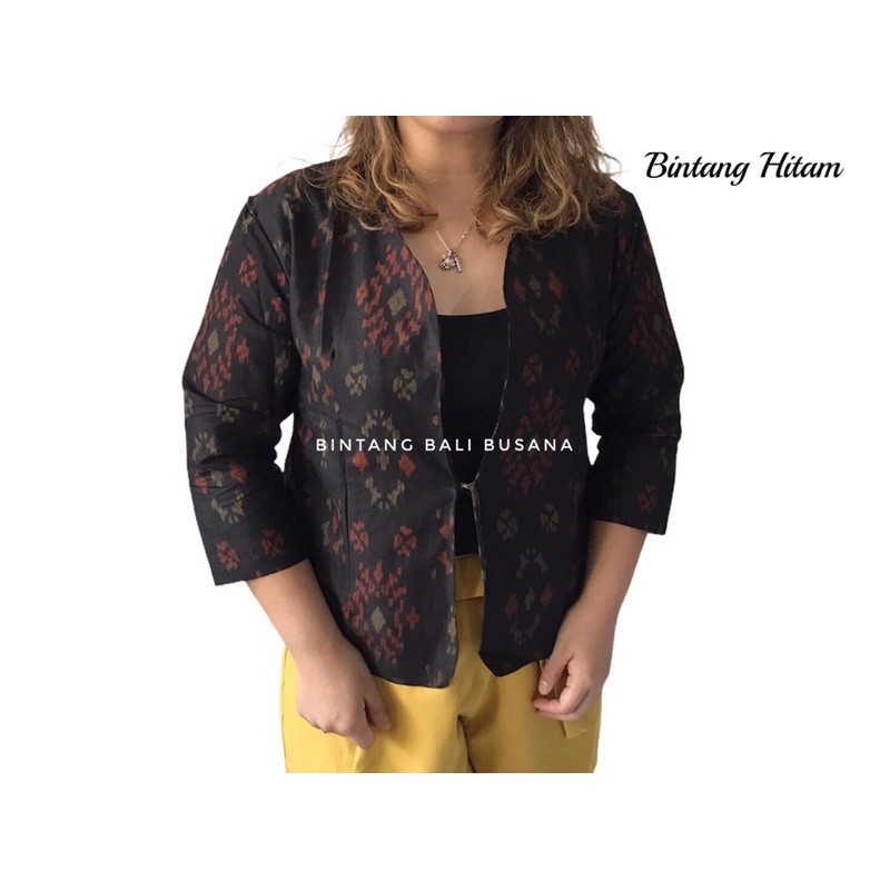 Jual Blazer Wanita Bolero Cewek Endek Bintang Bali Busana motif Endek ...