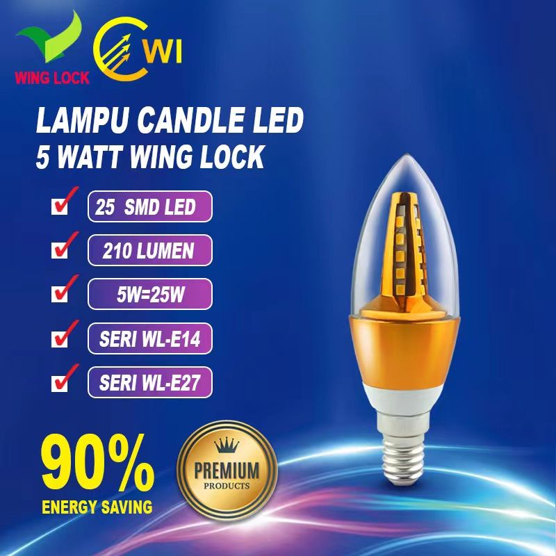 Jual Lampu Candle LED E14 5 Watt Wing Lock | Shopee Indonesia