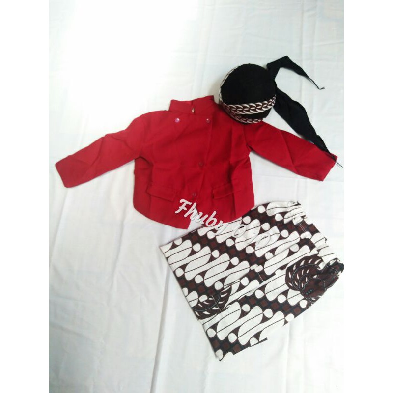 Jual Beskap Anak | Beskap+Rok Batik Putih+Blangkon Samurai | Beskap ...