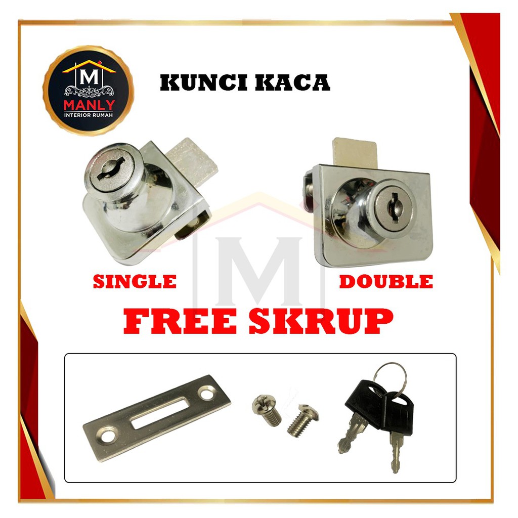Jual Kunci Lemari Kaca Singel & Double Glass Cabinet Lock Kunci Pintu ...