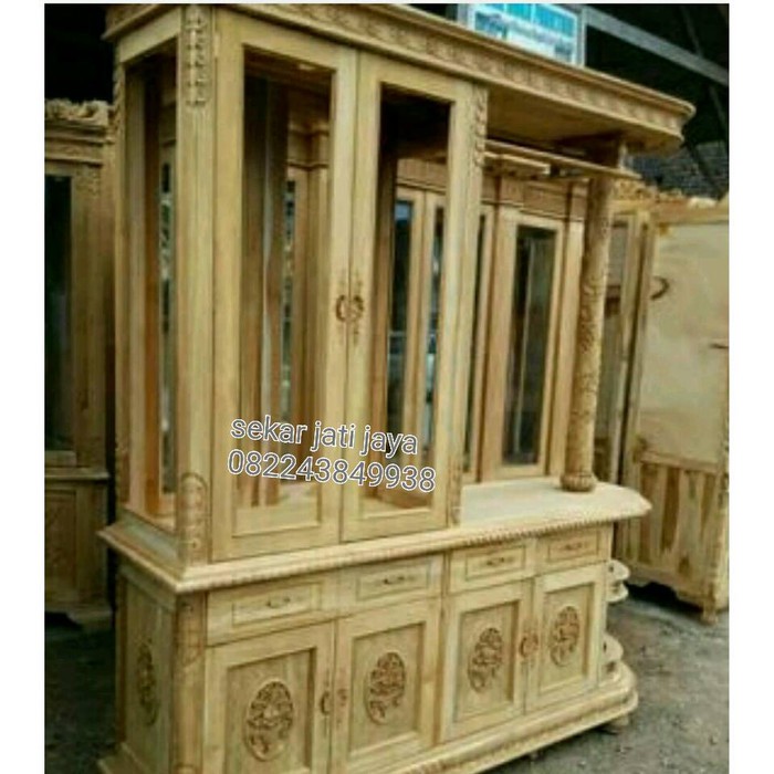 Jual Lemari rak dapur dua muka minibar penyekat pajangan jati jepara ...