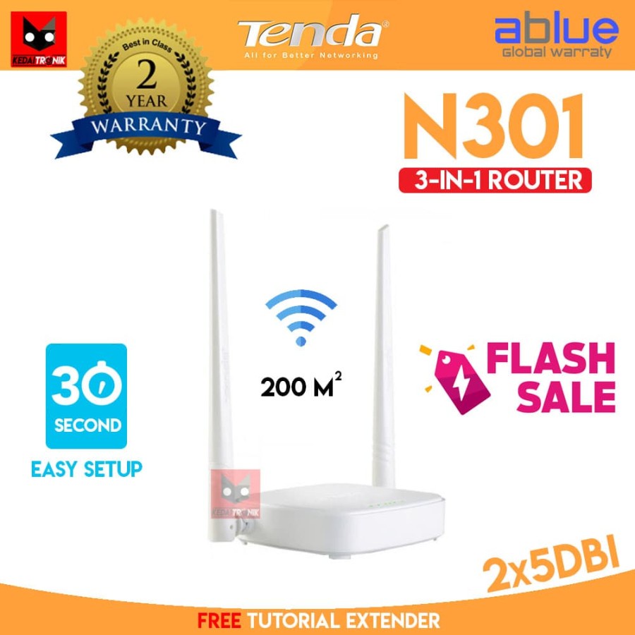Jual Tenda N301 3 in 1 Wireless ROUTER+Access Point+EXTENDER WIFI 301 ...