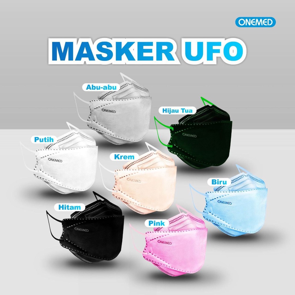 Jual Masker Karet Medis UFO Putih 3D OneMed 4ply Box isi 20pcs Model ...