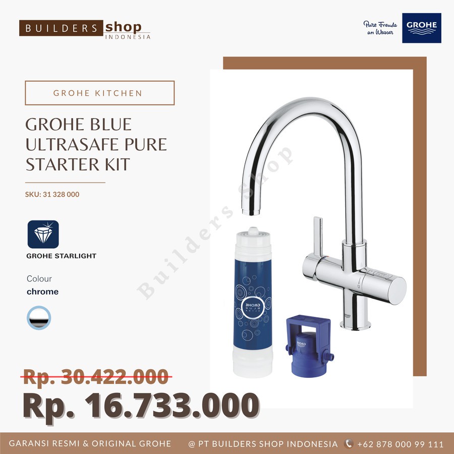 Jual GROHE 31328000 - Grohe Blue Ultrasafe Pure Starter Kit (Kran Dapur ...