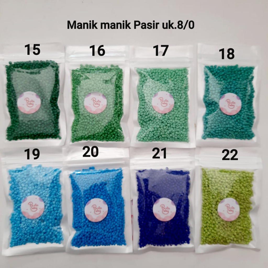 Jual [Plastik 50 gr] 8/o Manik manik pasir/ Manik manik motif/ manik ...