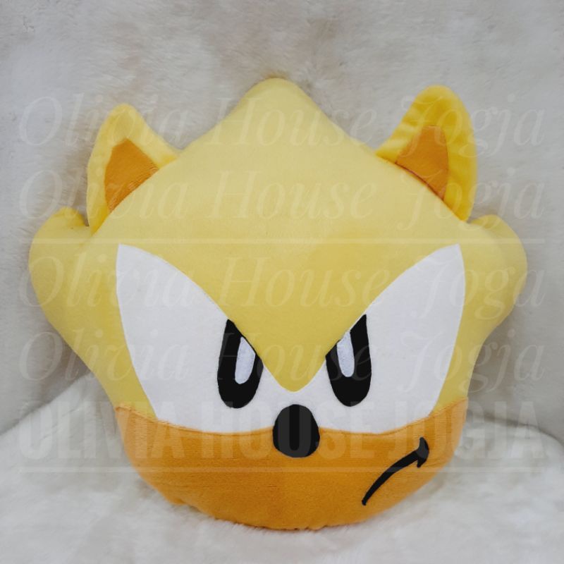 Jual Boneka Muka Super Sonic Kuning Boneka Bantal Super Sonic Kuning ...