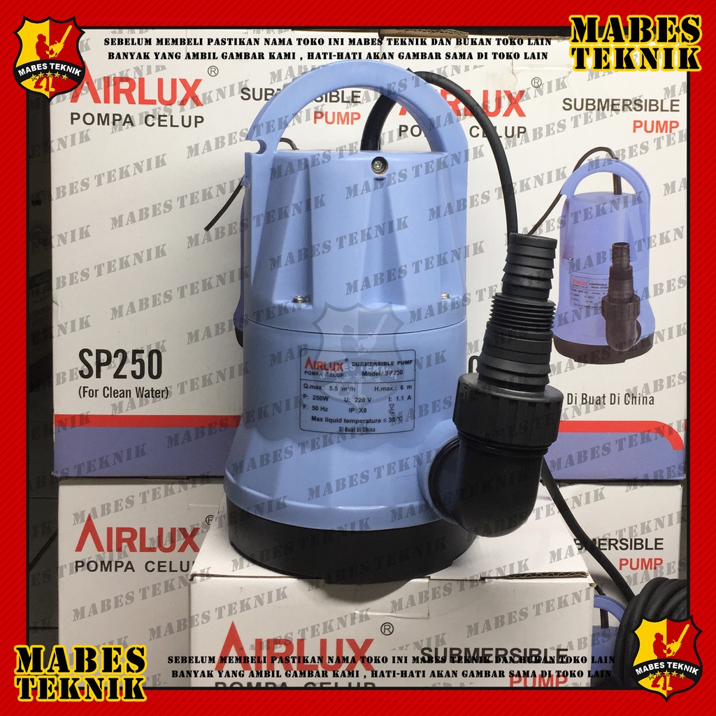 Jual AIRLUX SP 250 / SP250 - POMPA AIR CELUP KOLAM IKAN - BAHAN PLASTIK - LISTRIK 250W | Shopee ...
