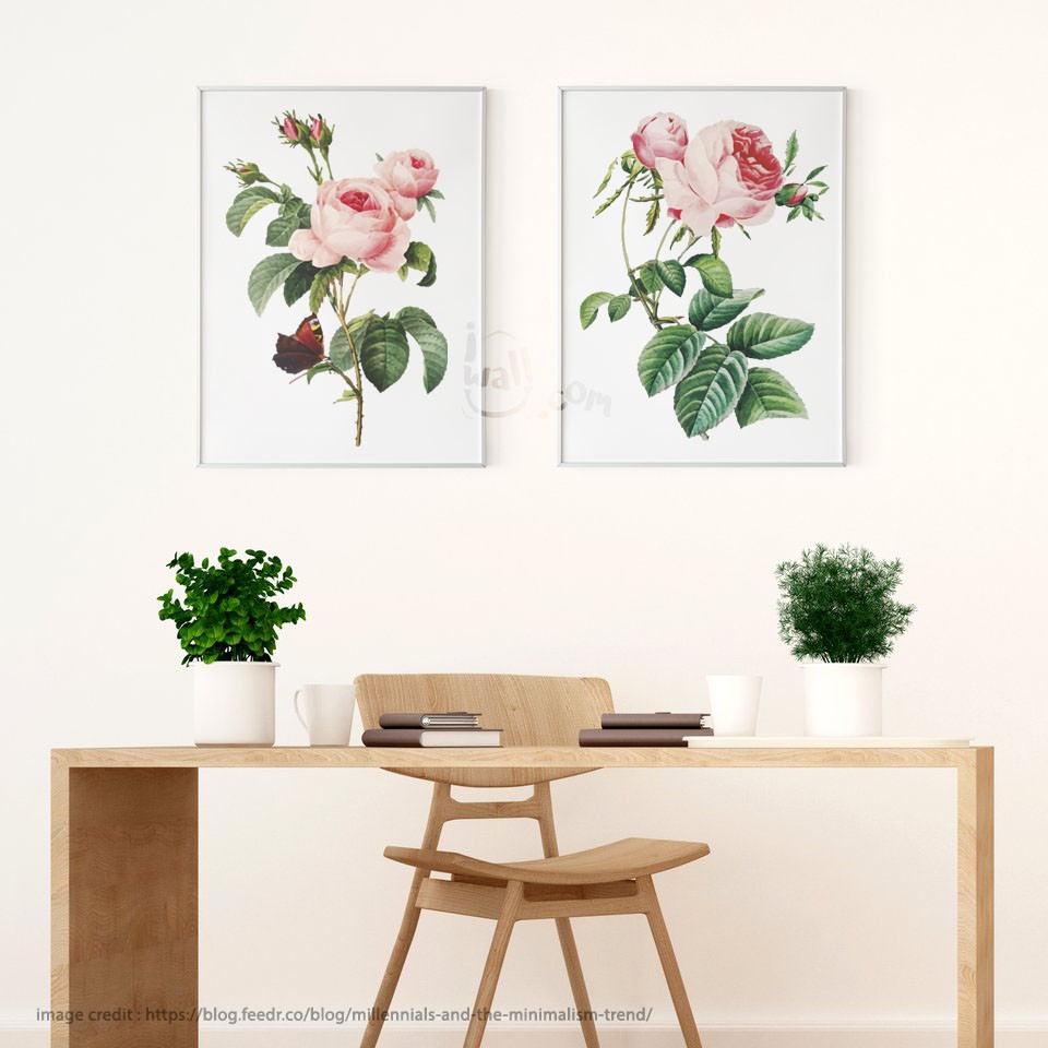 Jual Poster Dinding Dekorasi Wallposter Cantik Pink Rose SET (2 Item ...