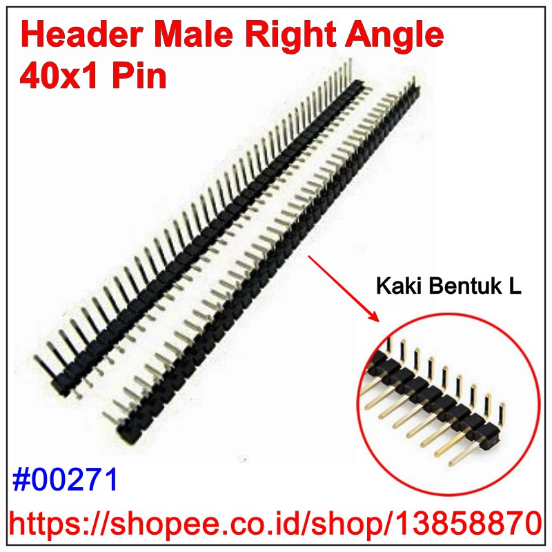 Jual Header Male 40x1 Pin 2.54mm Right Angle | Shopee Indonesia