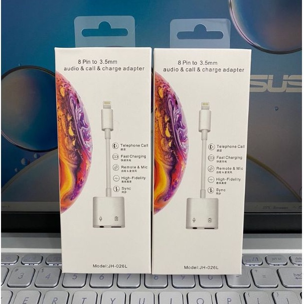 Jual JH-026L Splitter Lighting Charging Audio 3.5MM Converter SUPPORT ...