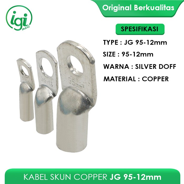 Jual KABEL SKUN TEMBAGA JG 95-12MM KONEKTOR CABLE SCUN CONNECTOR LUG 95 ...